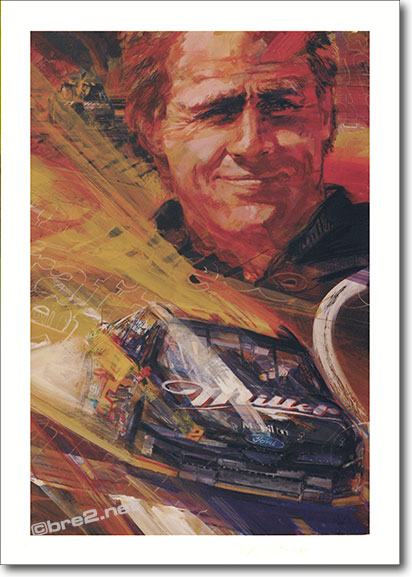 BRE: Rusty Wallace Vertical: 24"x34" artist signed lithograph